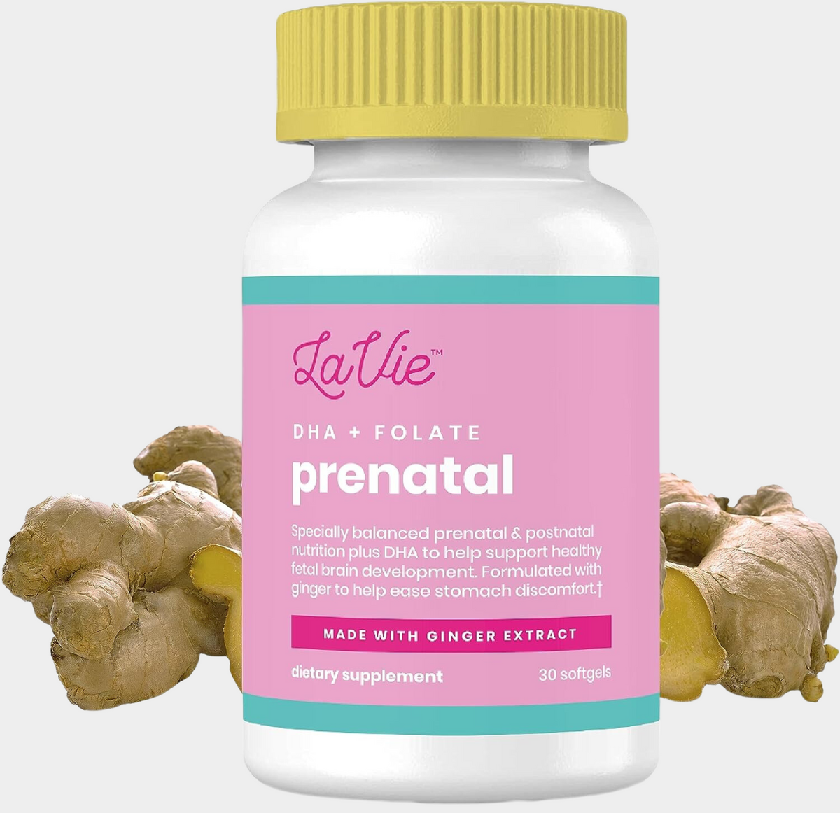 LaVie Prenatal Vitamins with Ginger Extract, DHA, Folic Acid, & Iron ...